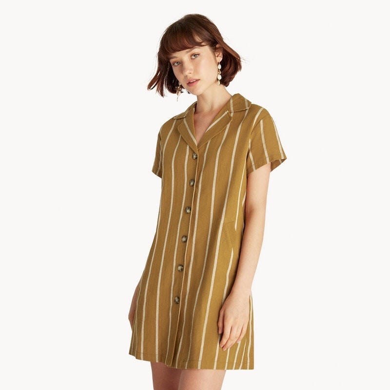 Pomelo - Mini Striped Shirt Dress - Yellow - chutima.skk - ThaiPick