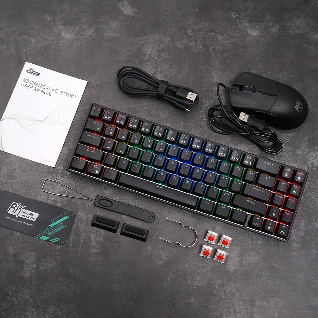 แป้นพิมพ์：RK71 70 Hot Swaable Mechanical Keyboard Wireless Bluetooth ...