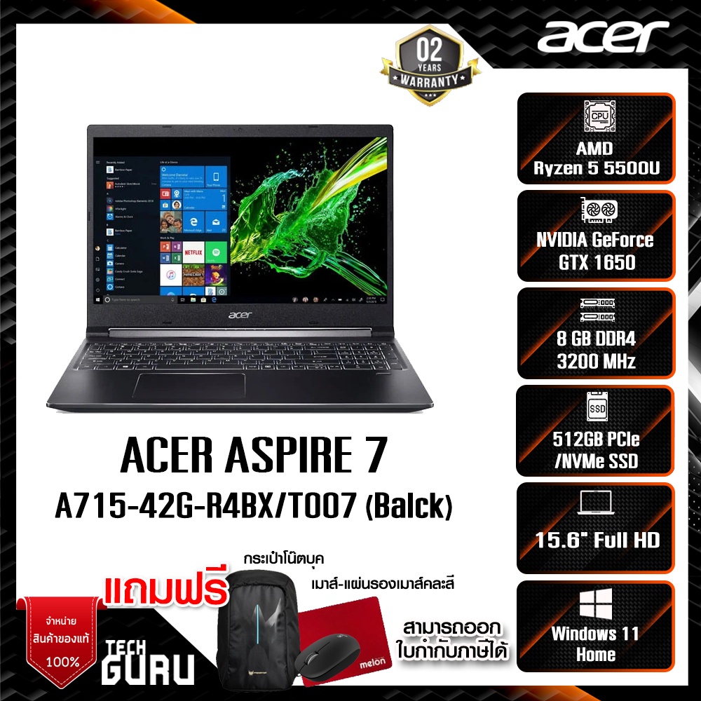Notebook Acer Aspire 7 A715-42G-R4BX/T007 (Charcoal Black) | Shopee ...