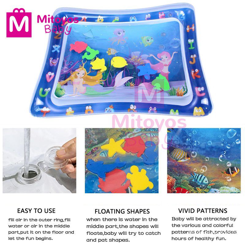 Baby Tummy Time Play Mat Water Inflatable Ocean Aquarium Sensory Pad ...
