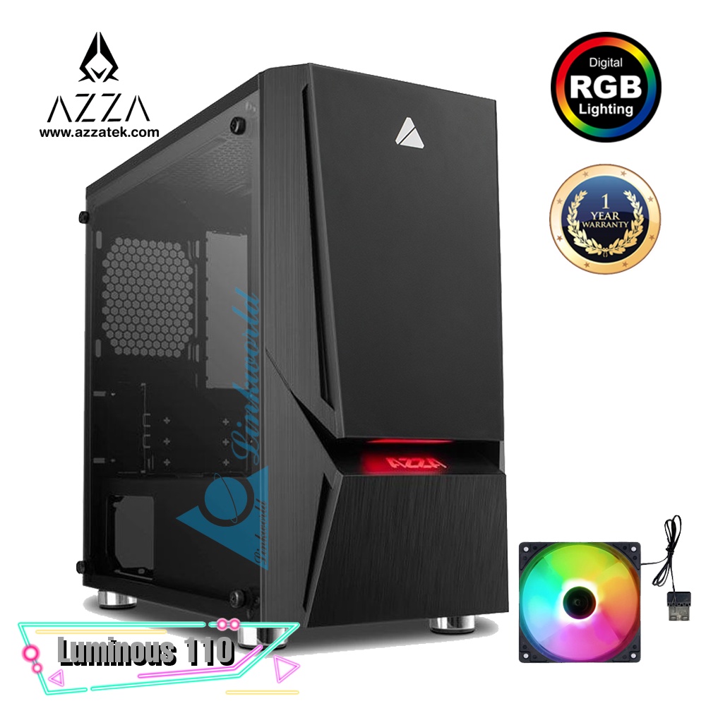 AZZA Micro ATX Mid Tower Tempered Glass RGB Gaming Case LUMINOUS 110 ...