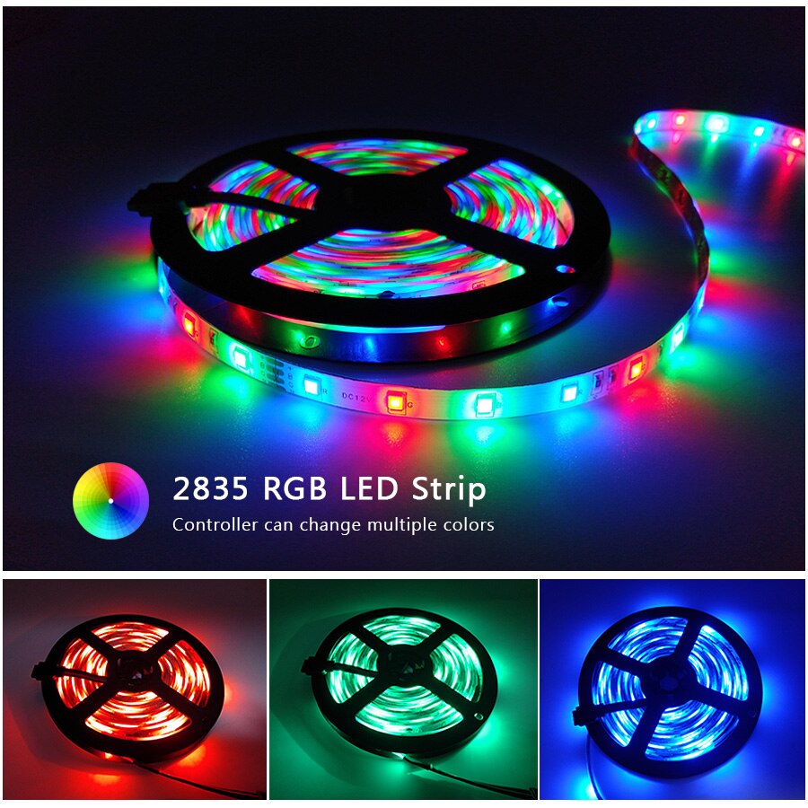 Kefeng DC 12V 2835 สายไฟ LED 60 ดวง 5 ม. ยืดหยุ่น สีขาวอบอุ่น สีขาว สีแดง สีฟ้า สีเขียว สีเหลือง ...
