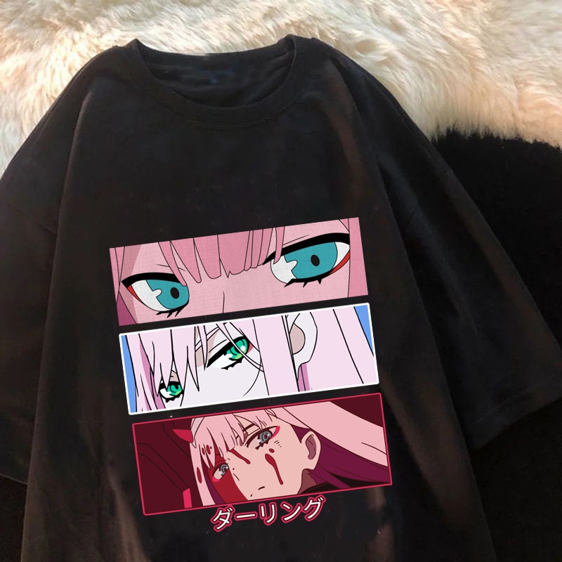 ROUND คอลูกเรือเสื้อยืด พิมพ์ลายอนิเมะ Darling In The Franxx Zero Two ...