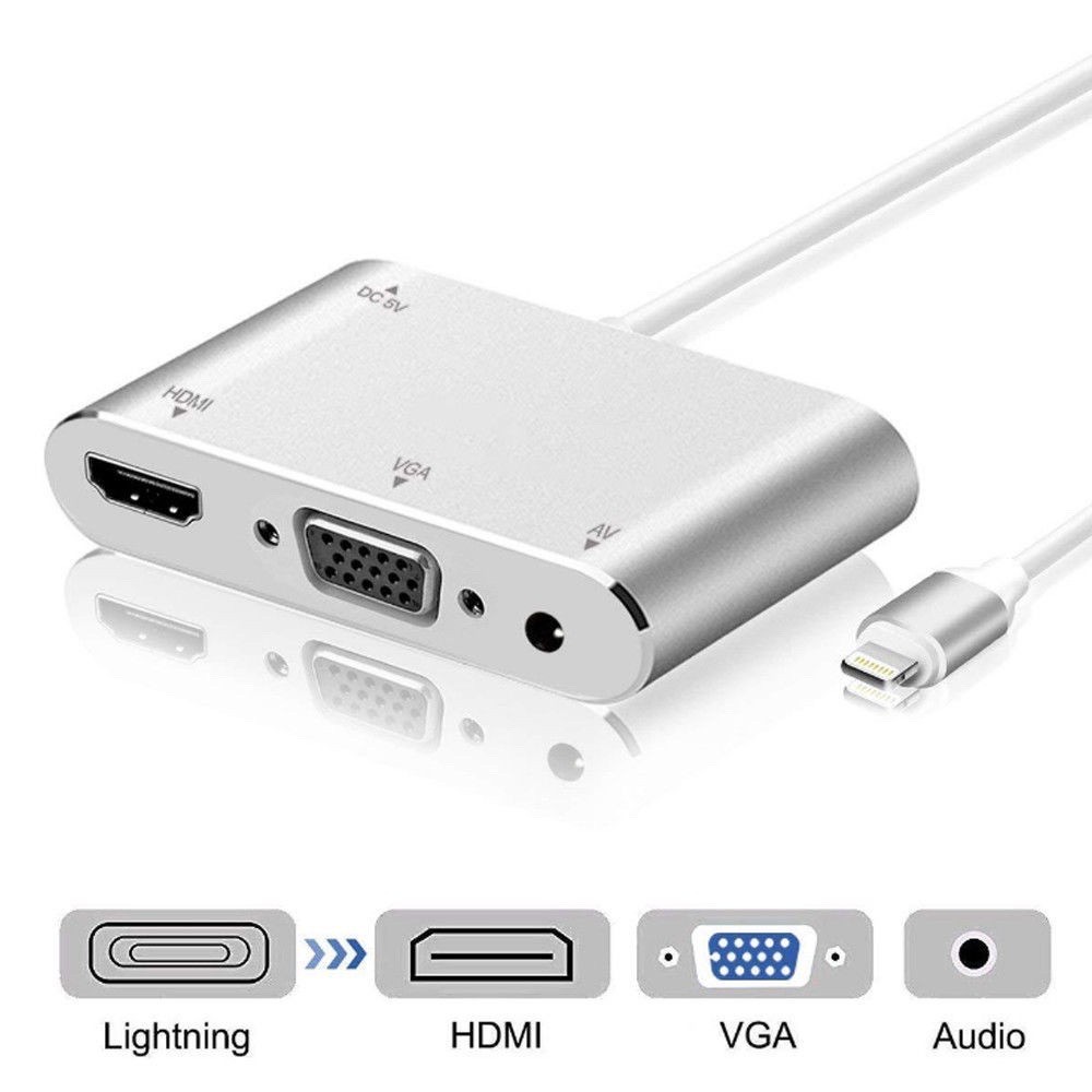 Lightning to HDMI/HDTV/VGA/Audio cable Adapter For iPhone 6S 7 7 Plus 8 ...