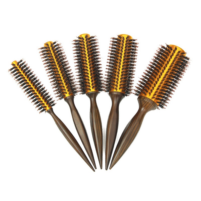 3X Straight Twill Hair Comb Natural Boar Bristle Rolling Brush Round ...