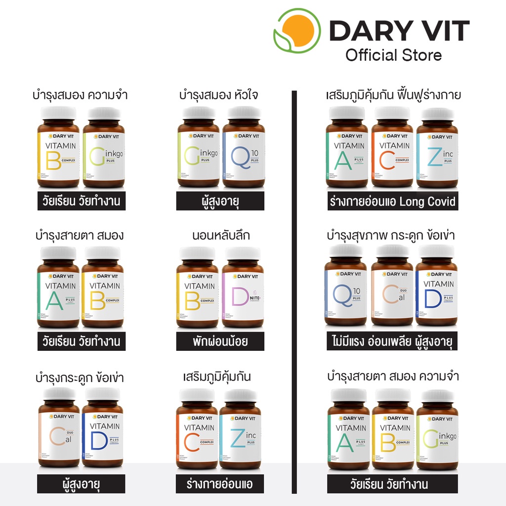 Dary Vit Vitamin B Complex ดารี่ วิท อาหารเสริม วิตามินบีรวม อิโนซิทอล โคลีน วิตามินบี6 วิตามินบ ...