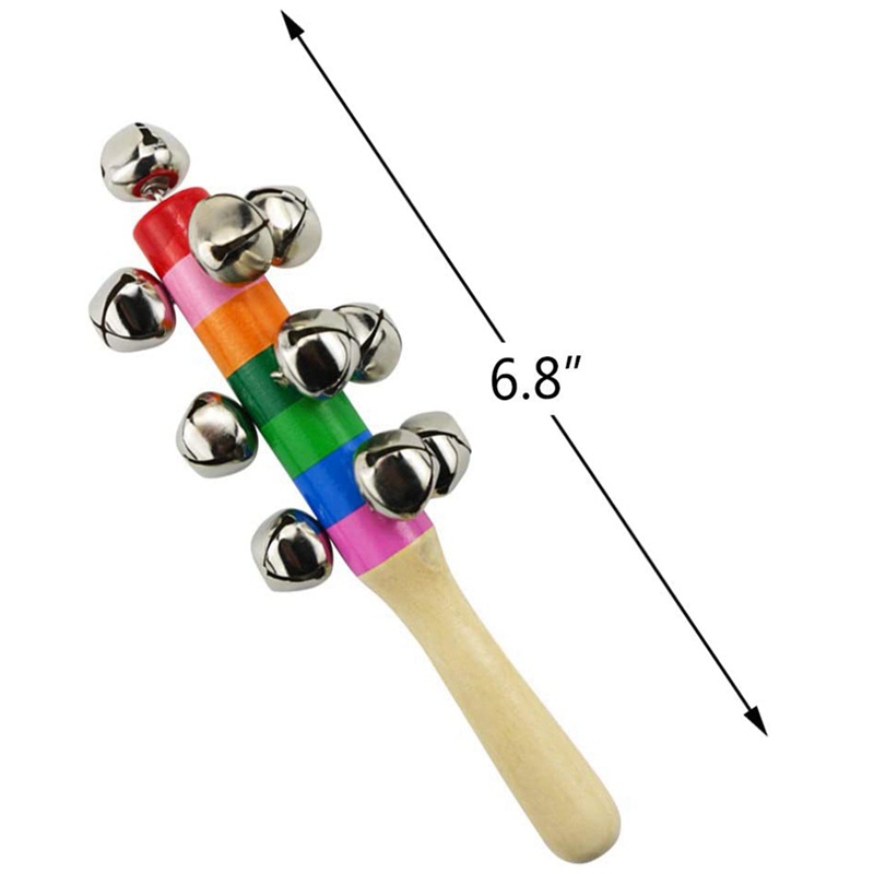 7 Pcs Wooden Hand Bells Rainbow Jingle Bells Stick Handle Musical ...