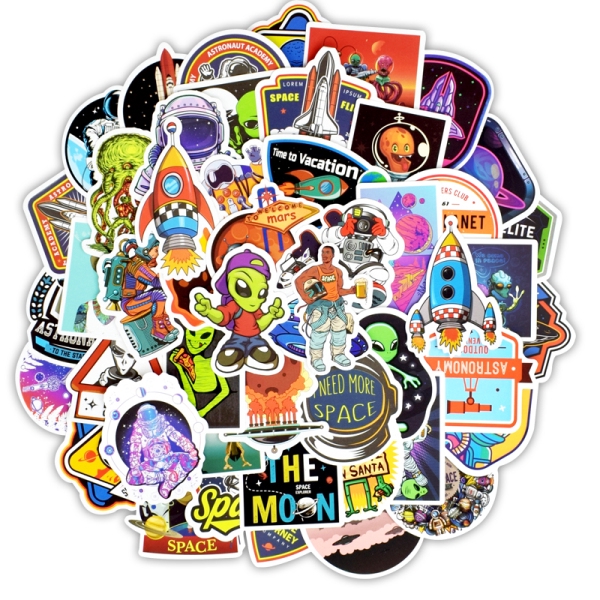 50pcs/set Outer Space Stickers Toys for Scrapbooking Skateboard Laptop ...