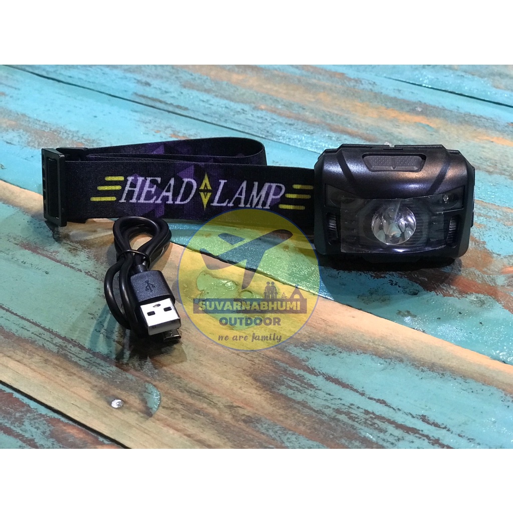 ไฟฉายคาดหัว LED Q5 USB มีเซนเซอร์เปิด-ปิดอัตโนมัติ มีแบตในตัว E-Smarter Headlamps ไฟฉายกันน้ำลุย ...