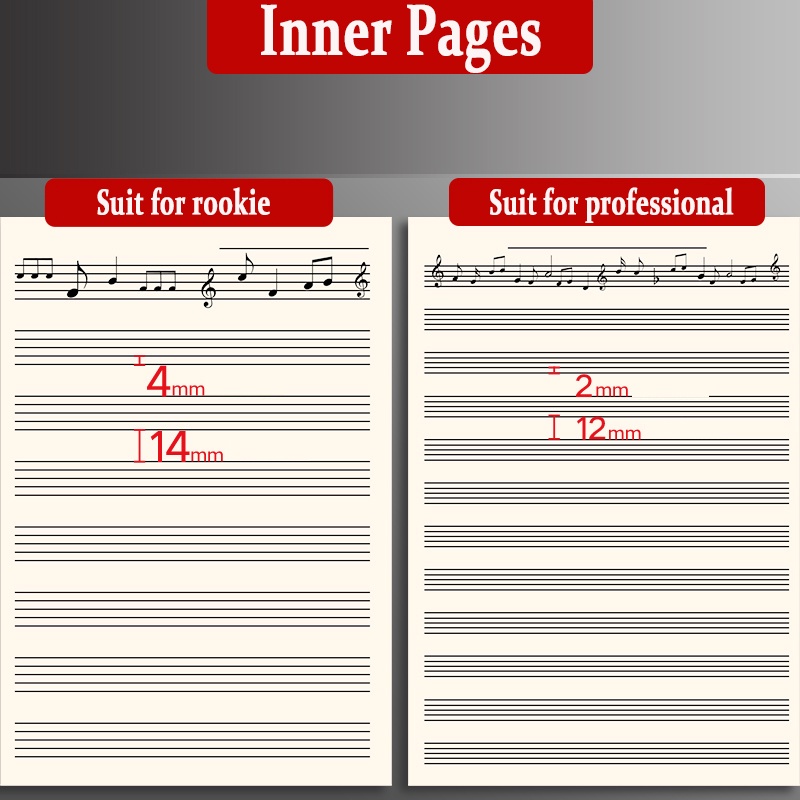 200 Pages B5 Five Line Spectrum Staves Exercise Book Staff Music Sheet ...