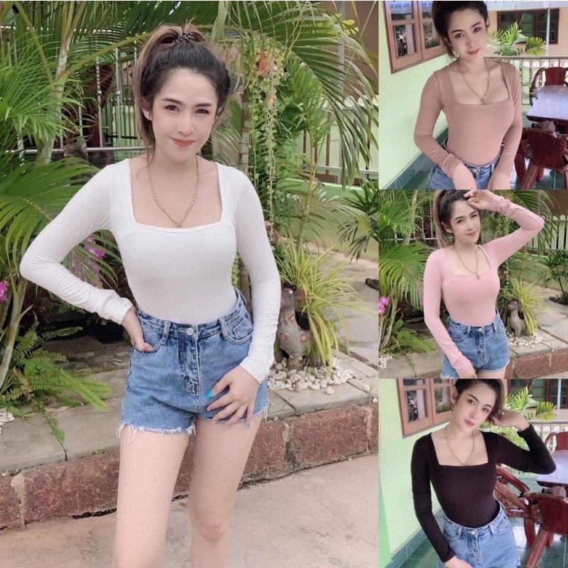 ขายDEE Shopบอดี้สูทแขนคอเหลี่ยมแขนยาว ผ้าเรย่อน รุ่น(เป้าเปิดได้) มีป๊อกแป็ก - kai.dee.shop ...