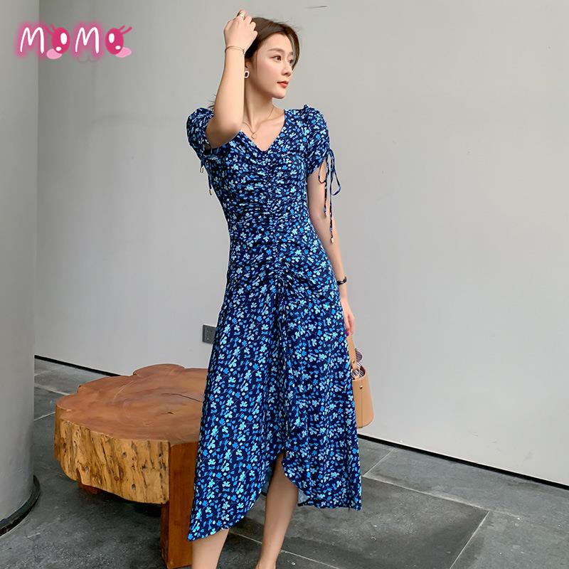MOMO♥ Retro waisted bellflower skirt irregular fishtail skirt cold wind ...
