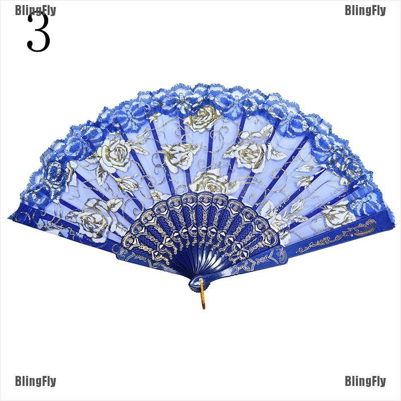 Bling Chinese Style Dance Party Wedding Lace Folding Hand Held Flower ...