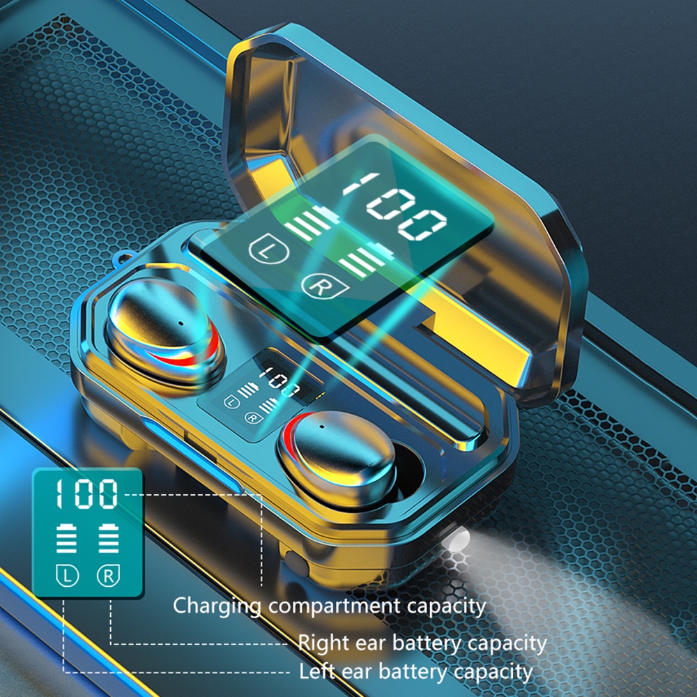 M15 TWSหูฟังไร้สายBT5.0 IPX7กันน้ำ2000MAhกล่องชาร์จPowerหน้าจอไฟฉาย ...