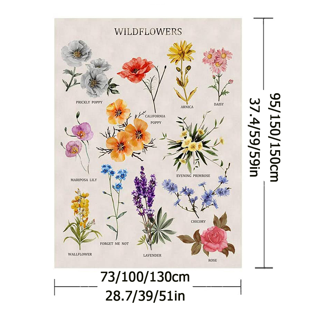 YOLA Colorful Wall Hanging Tapestries Hippie Bohemian Flower Reference ...