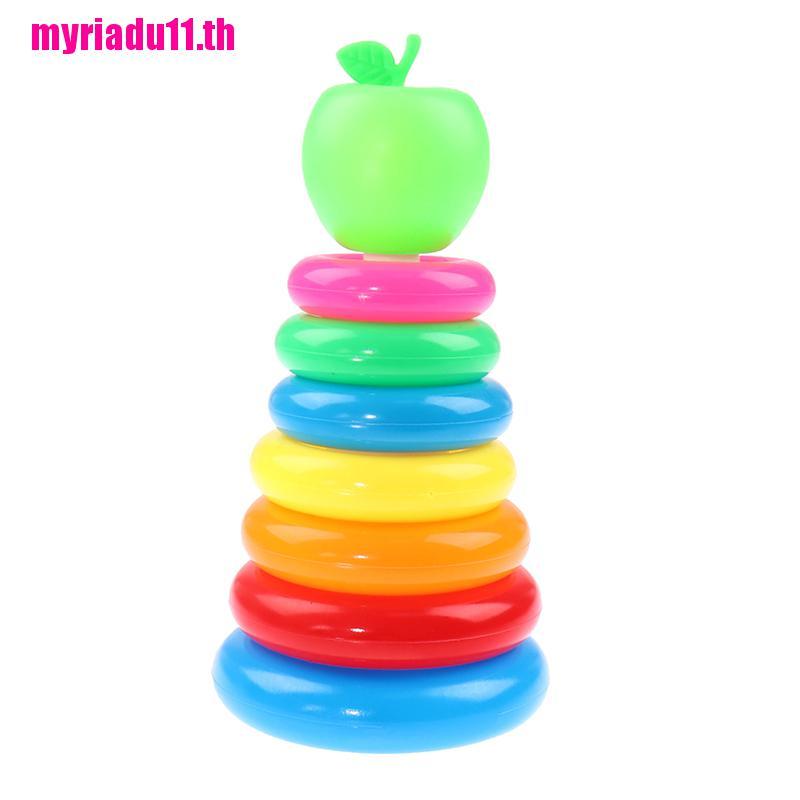 【Mrth】Kids Educational Toy Rainbow Color Stacking Rings Tower Toy Bath ...