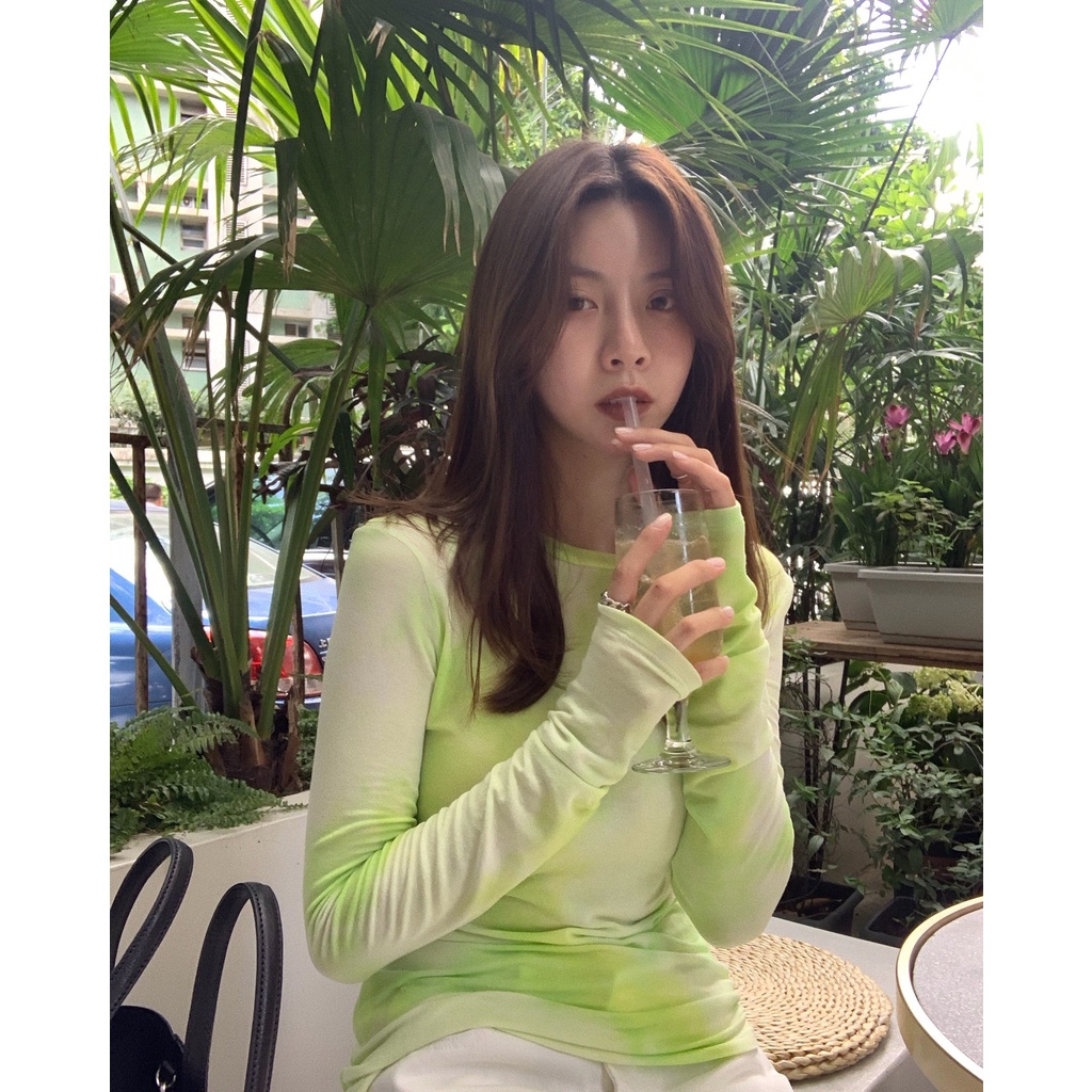 LIL CHER tie-dye T-shirt womens summer long-sleeved temperament self ...