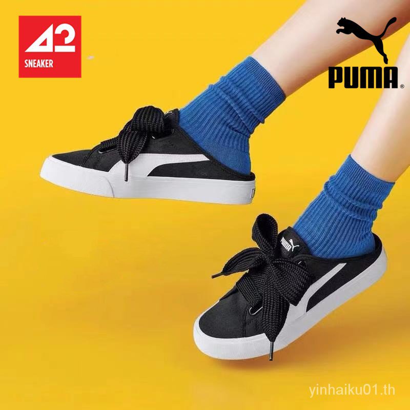 Original PUMA Bari Mule one-leg casual bowknot canvas shoes half drag ...