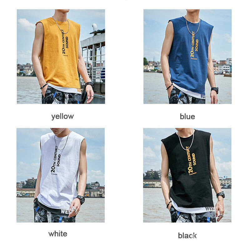 Hanlu เสื้อกล้ามลำลองสไตล์ฮ่องกง เสื้อกีฬาแขนกุดสำหรับผู้ชาย ดีไซน์ ...