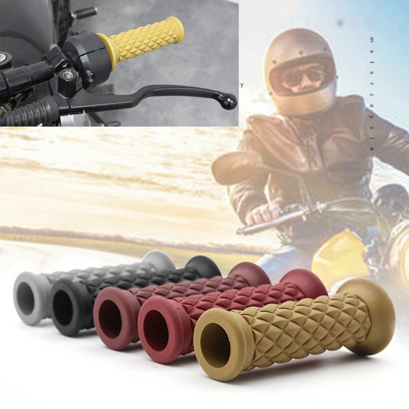22mm Motorcycle Rubber Handlebar Motorcycle Bike Vintage Hand Grip Bar ...