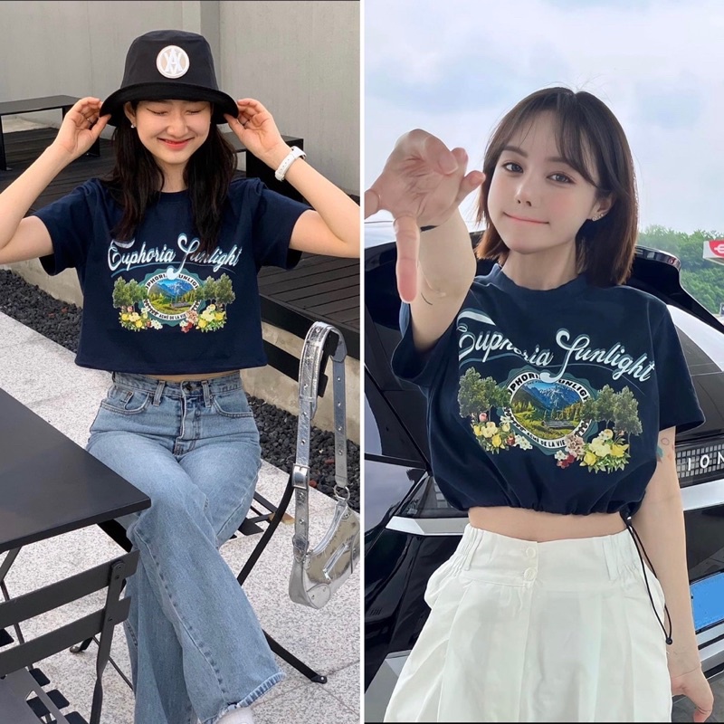 แท้ ADLV X LISA GREENERY ARTWORK CROP TOP SHORT SLEEVE T-SHIRT - hiso ...