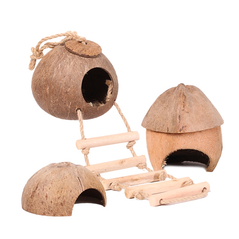 Cute Pet Nest Natural Coconut Shell Hamster Nest Small Animal Cave ...