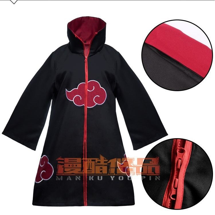 Naruto Uchiha Itachi cos Akatsuki red cloud robe cloak wig ring full ...