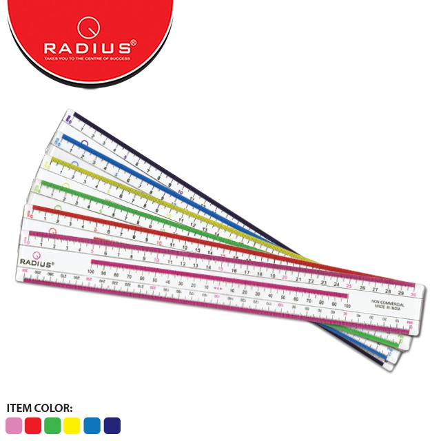 RADIUS ไม้บรรทัดสี 30 CM (RULER30 CM(NEW) MIX COLOUR) 1 กล่อง ...
