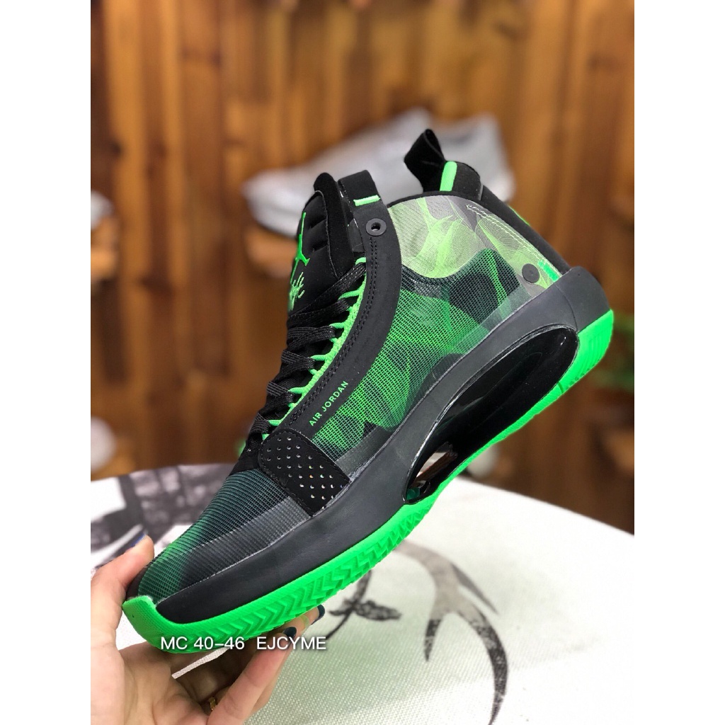 ของแท้ จัดส่งฟรี Nike Air Jordan 34 AJ34 รองเท้าบาสเก็ตบอล รองเท้ากีฬา (สีเขียว)6226 - 87isl1gdb ...