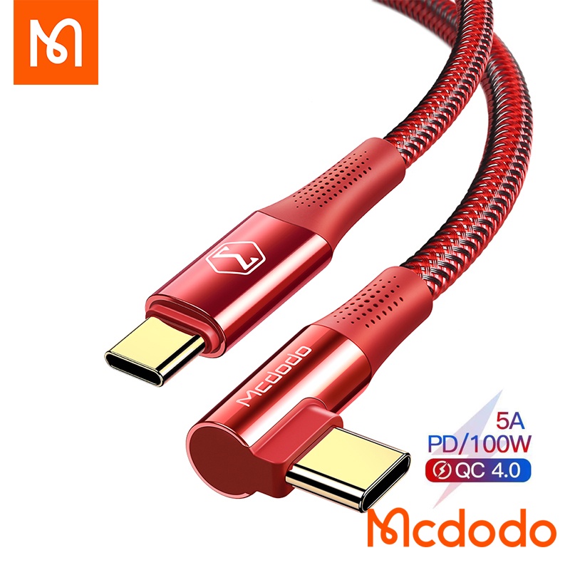 【90° Elbow】mcdodo สายเคเบิลชาร์จเร็ว 100W USB Type C เป็น Type C 5A PD 4.0 รองรับ QC 4.0 3.0 CA ...