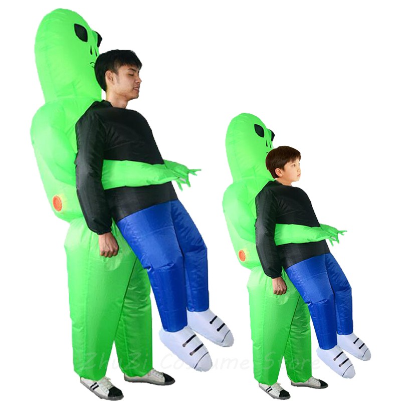 2018 New Inflatable Costume green alien kids Funny Blow Up Suit Party ...