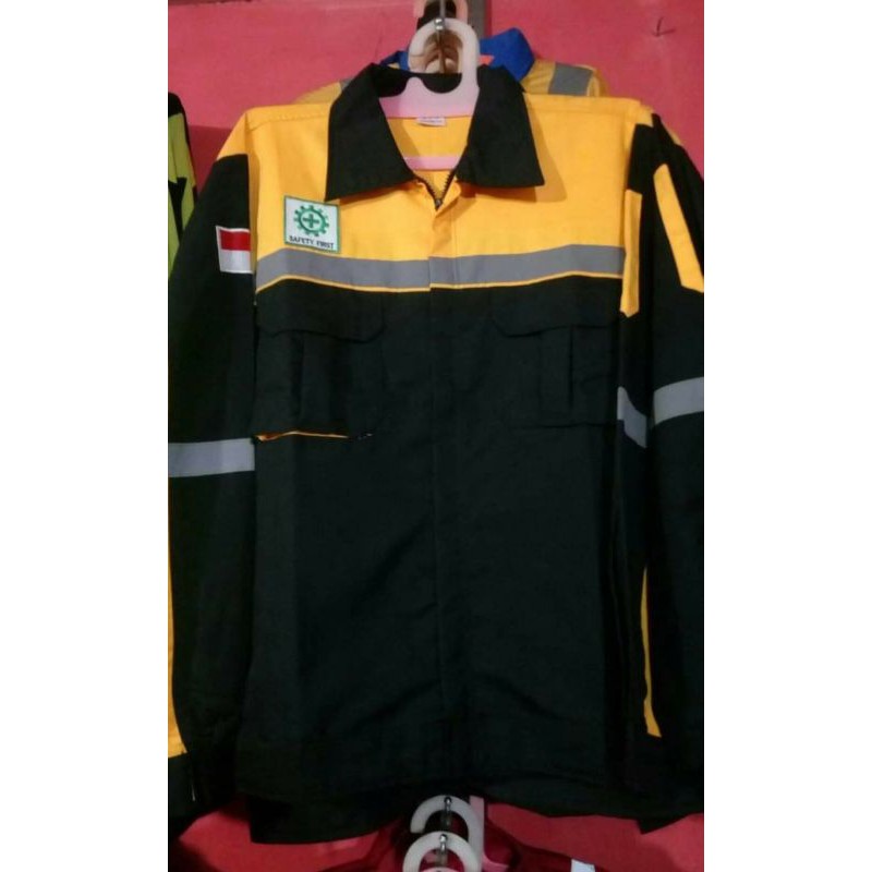 Black Yellow Zipper Safety Uniform - b3ekddqzep - ThaiPick