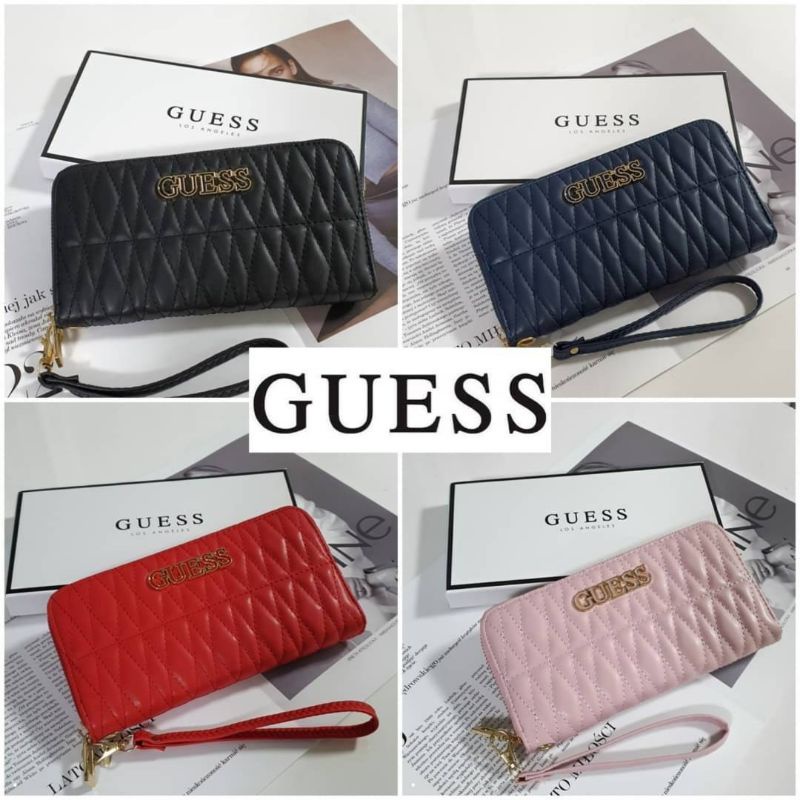 GUESS LONG WALLET ???????? กระเป๋าสตางค์ใบยาว+สายคล้องมือ หนังนิ่ม ...
