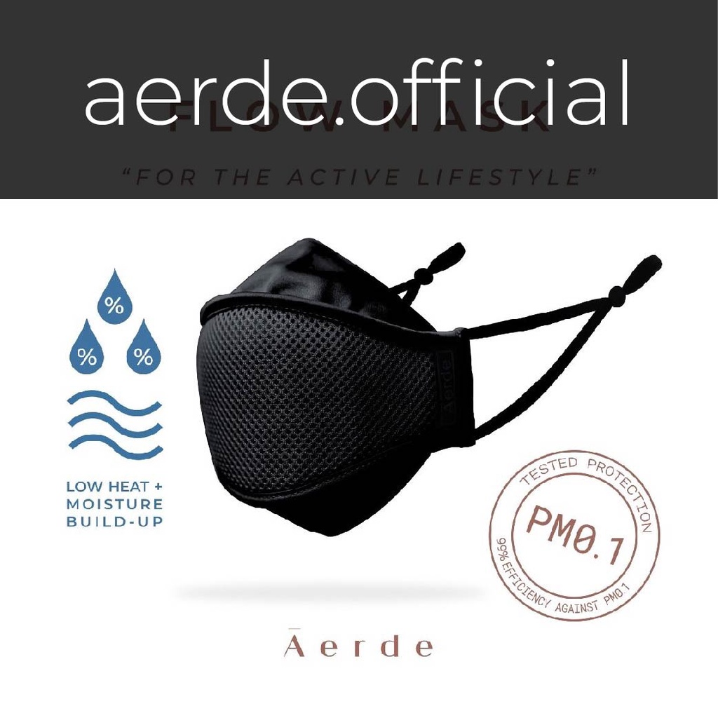 Active Mask FLOW by Aerde (แอร์เด้) เหมาะสำหรับออกกำลังกายเบาๆ กรองฝุ่น ...