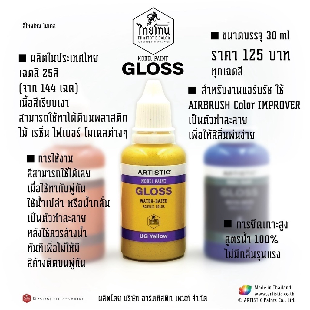 THAITONE Model Color Set D(GLOSS) กลุ่มสีเงา ไทยโทนสีอะคริลิคสูตรน้ำ ...