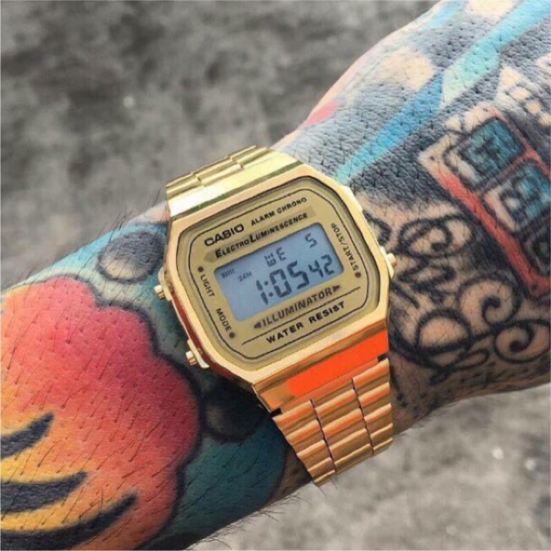 Free shipping CASIO vintage trendy gold watch One year warranty ...