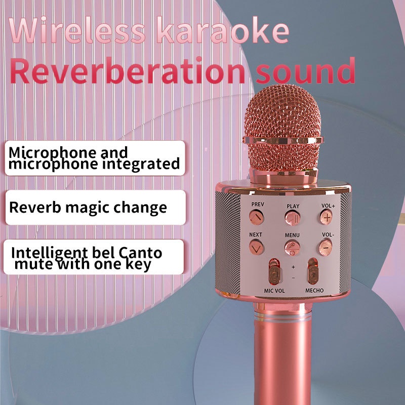 NEWMINE WS-858 ไมโครโฟน Bluetooth ไมค์คาราโอเกะ แบตเตอรี่ในตัว 1200mAh การเชื่อมต่อบลูทูธ ...