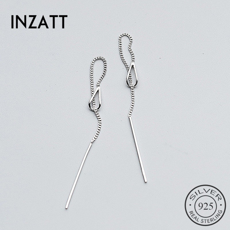 INZATT 925 Sterling Silver 6.3cm Long Tassel Chain Drop Sticker Bar ...