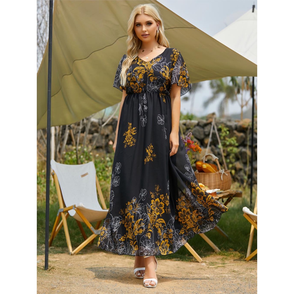 2021 Women39s Summer Sundresses Plus Size 5XL Female V Neck Short ...