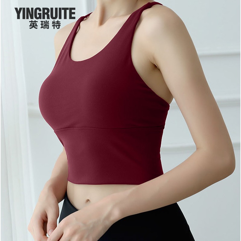 Inrit Yoga Sports Underwear Women Gathering Shaped Shockproof Bra ...