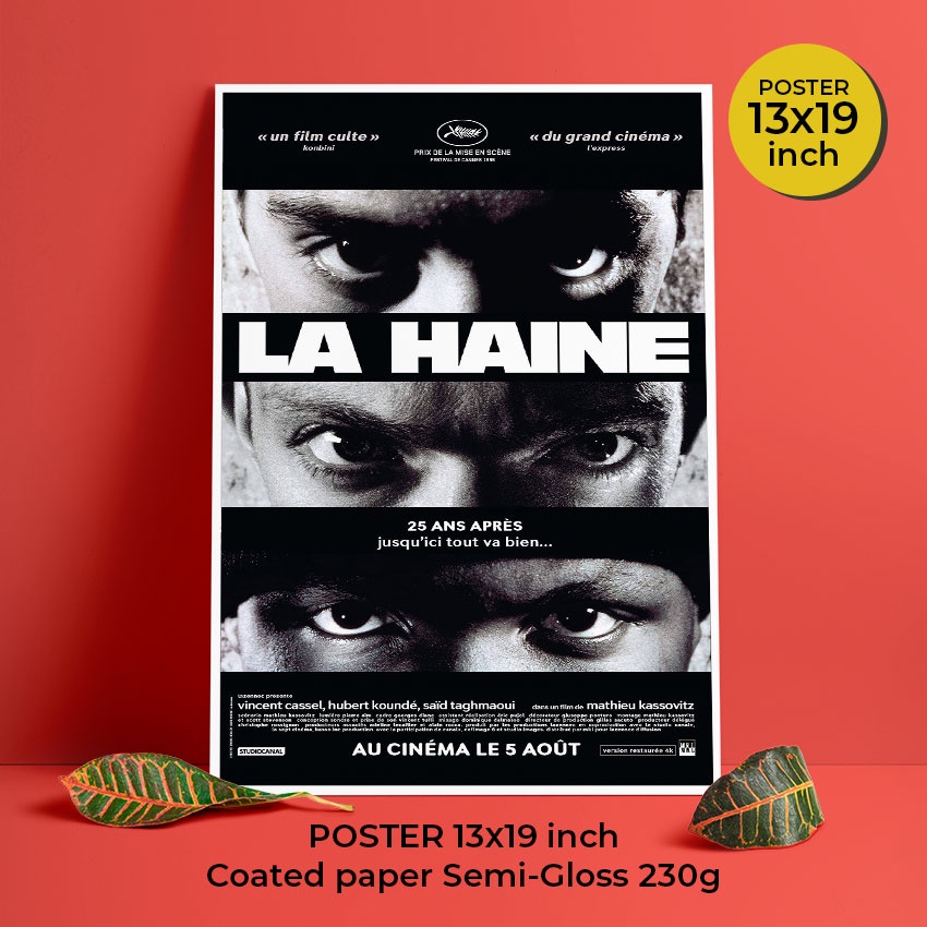 La Haine Poster 1995 HATE หนังขาวดำ by Mathieu Kassovitz หนังดีรางวัล ...