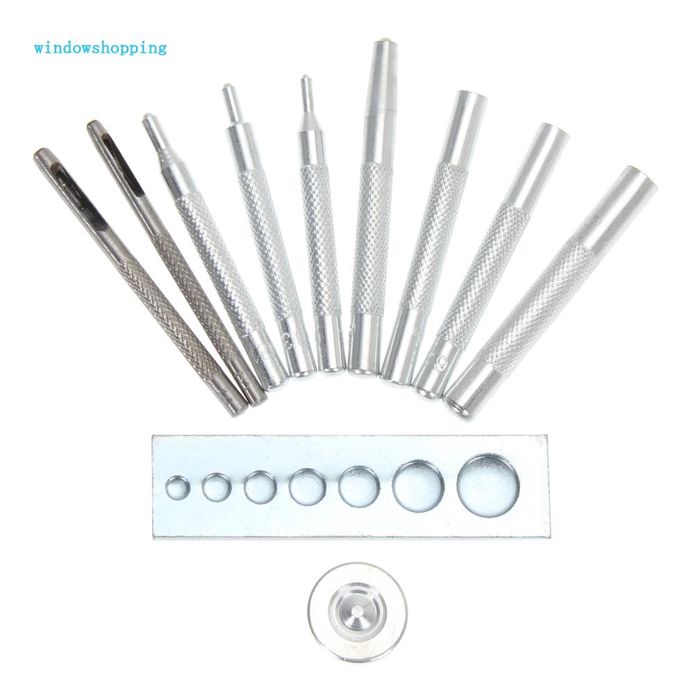 shop♔11 Set Craft Tool Die Punch Snap Rivet Setter Base Kit DIY Leather Craft☝ - windowshopping ...