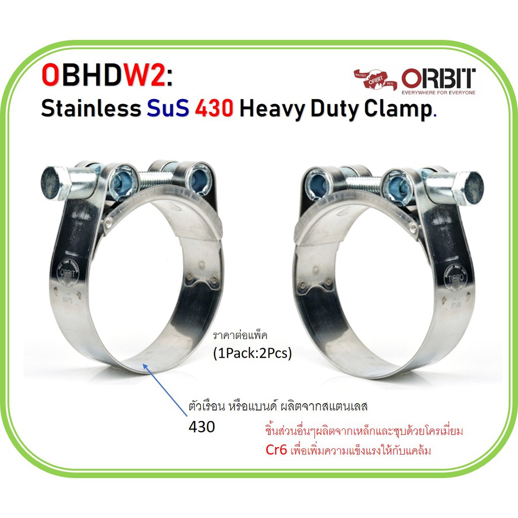 Pack: 2 Pcsเข็มขัดรัดท่อแรงดันสูง ออบิท Hose Clips Hose Clamp Supper ...