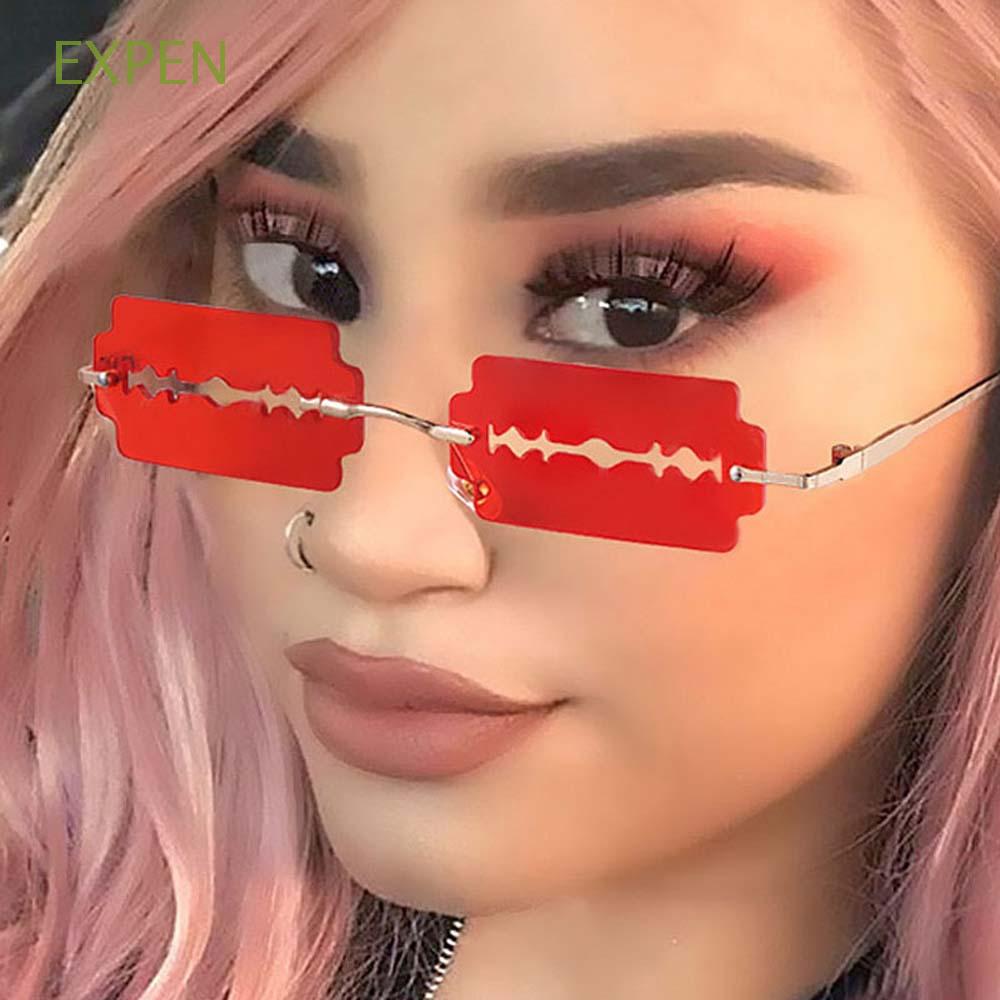 EXPEN Cool Razor Blade Sunglasses Ladies Hollow Blade Decoration Sun ...