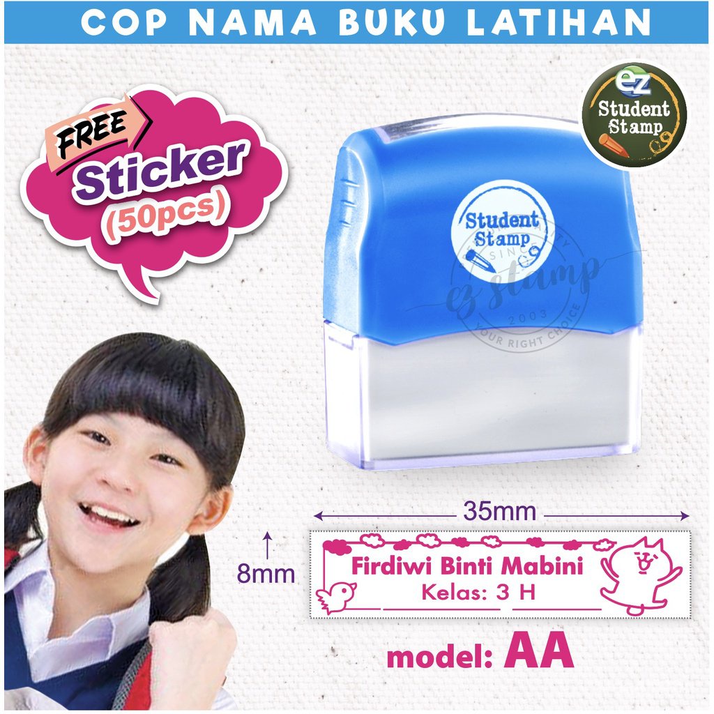 Free Name Stickers Chop Cop Nama Pelajar Buku Latihan - Custom Made (Pre-inked Stamp) STUDENT ...