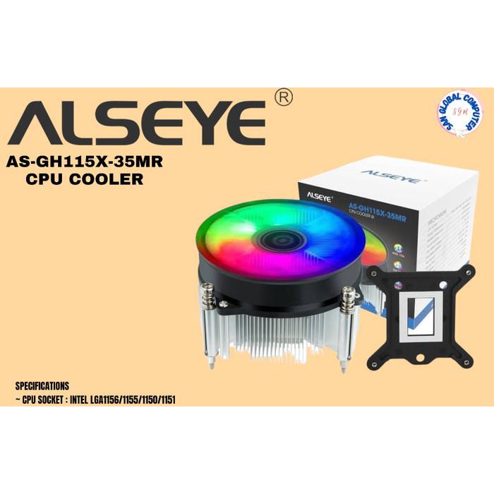 พัดลม พัดลมโปรเซสเซอร์ Alseye As-Gh115X-35MrIntel Lga-1155 1156 1150 ...