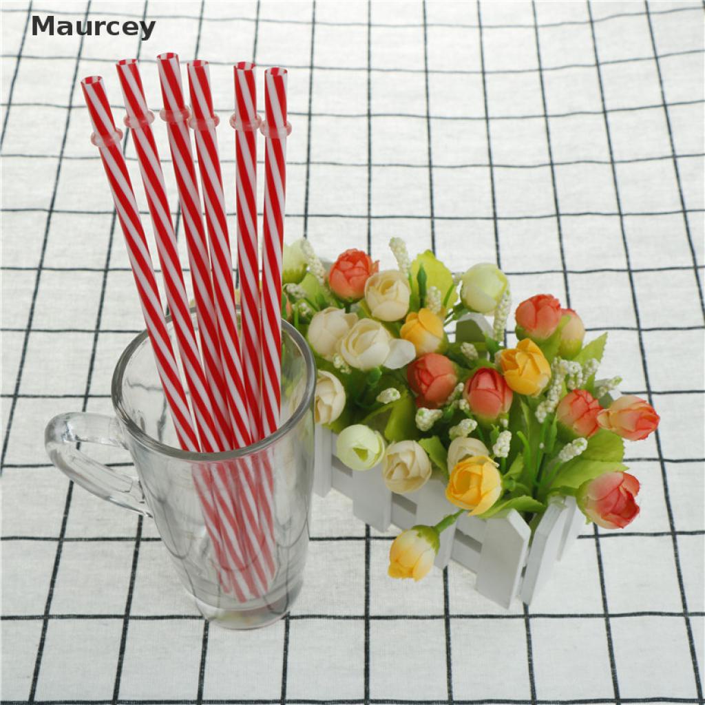 Maurcey 6pcs Two Colors Thread Pattern Reusable Plastic Thick Drinking ...