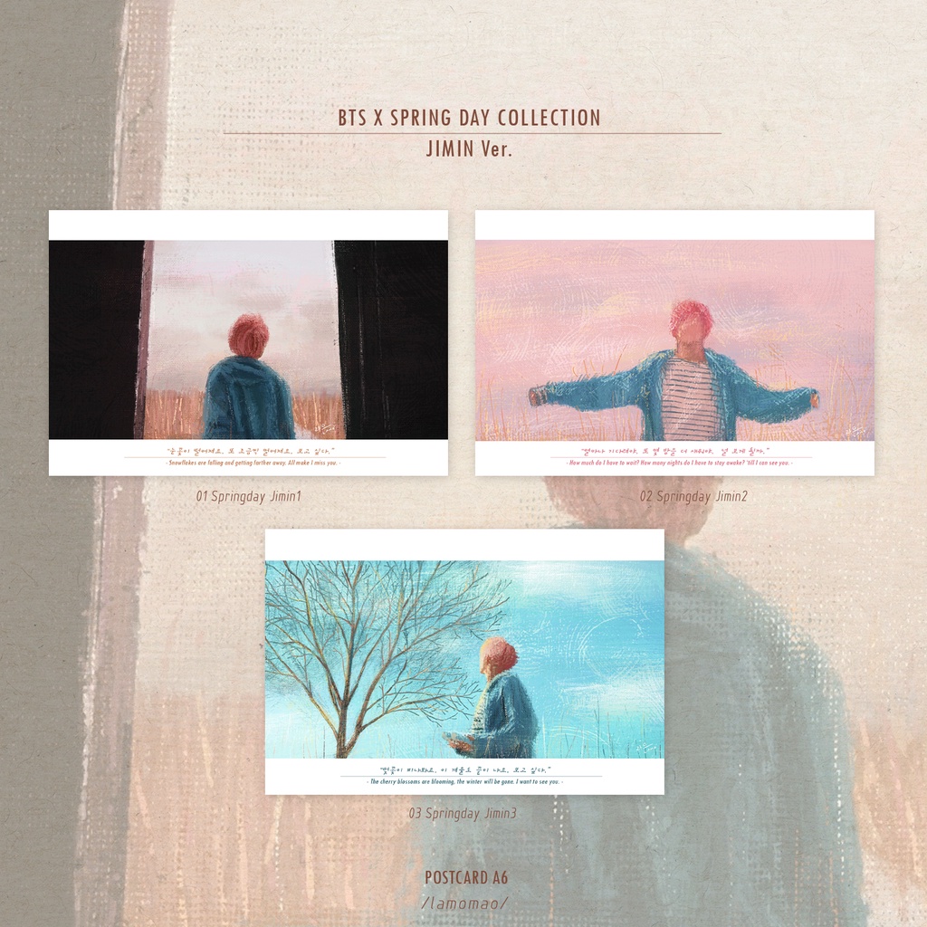(พร้อมส่งบางลาย) Postcard fanart BTS Spring Day Collection Ver.Jimin ...