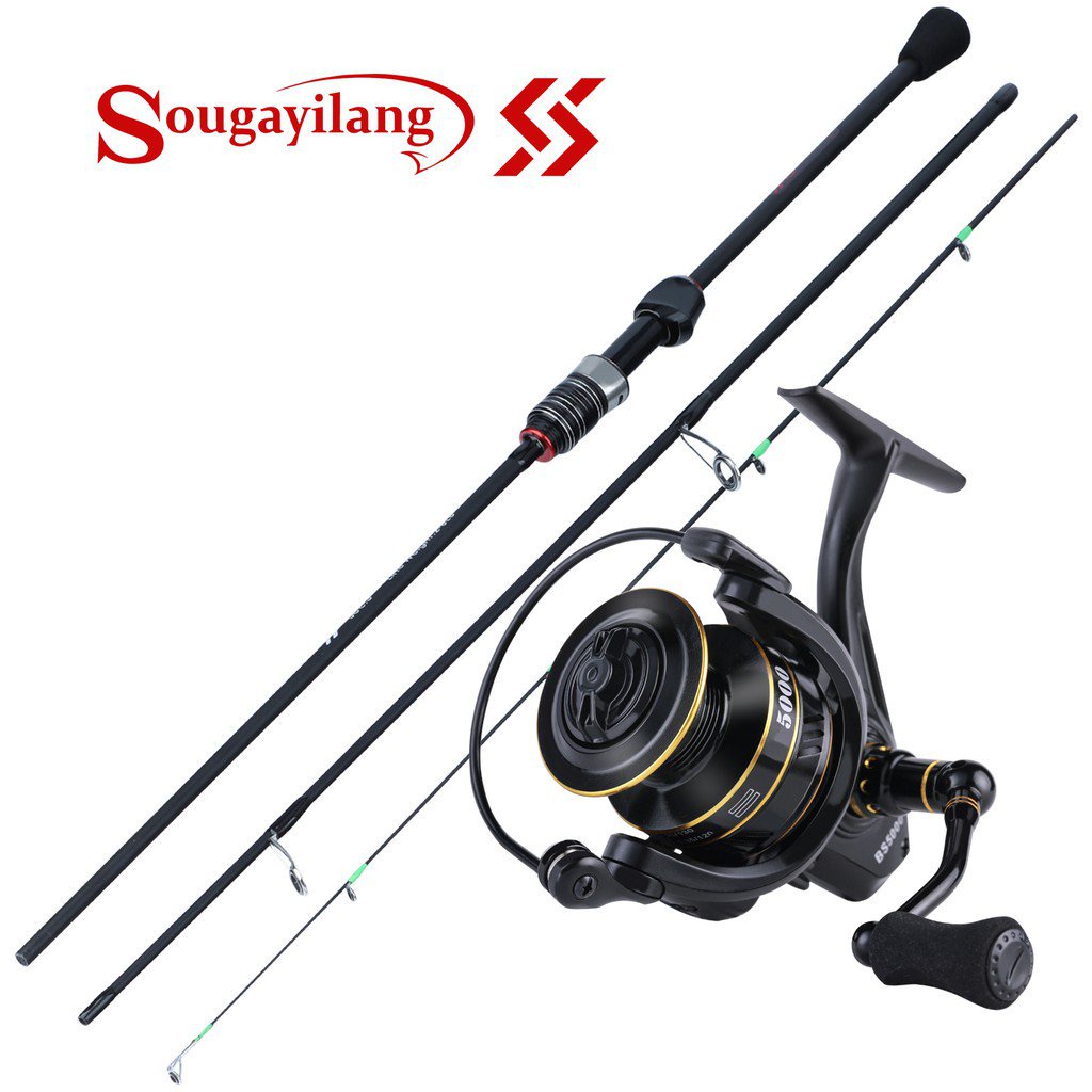 Sougayilang 1.8m Spinning Fishing Rod and Reel Set 3 Sections Fishing ...