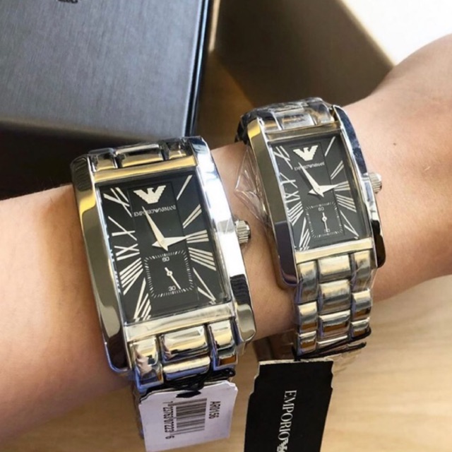 AR0156 หน้าปัดสีดำขนาด 30 มิลลิเมตร สายสีเงินกว้าง 18 มิลลิเมตร ...